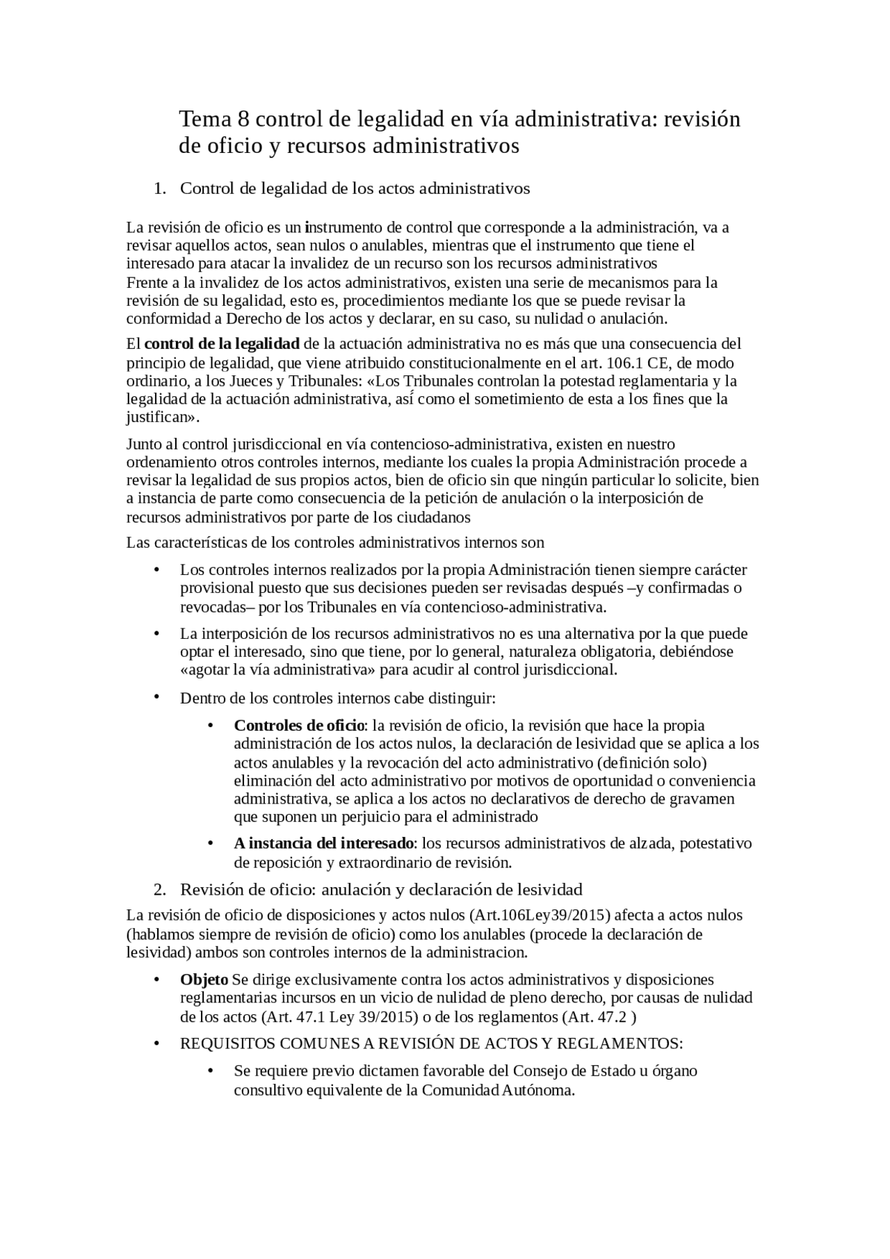Control de legalidad en via administrativa - Docsity