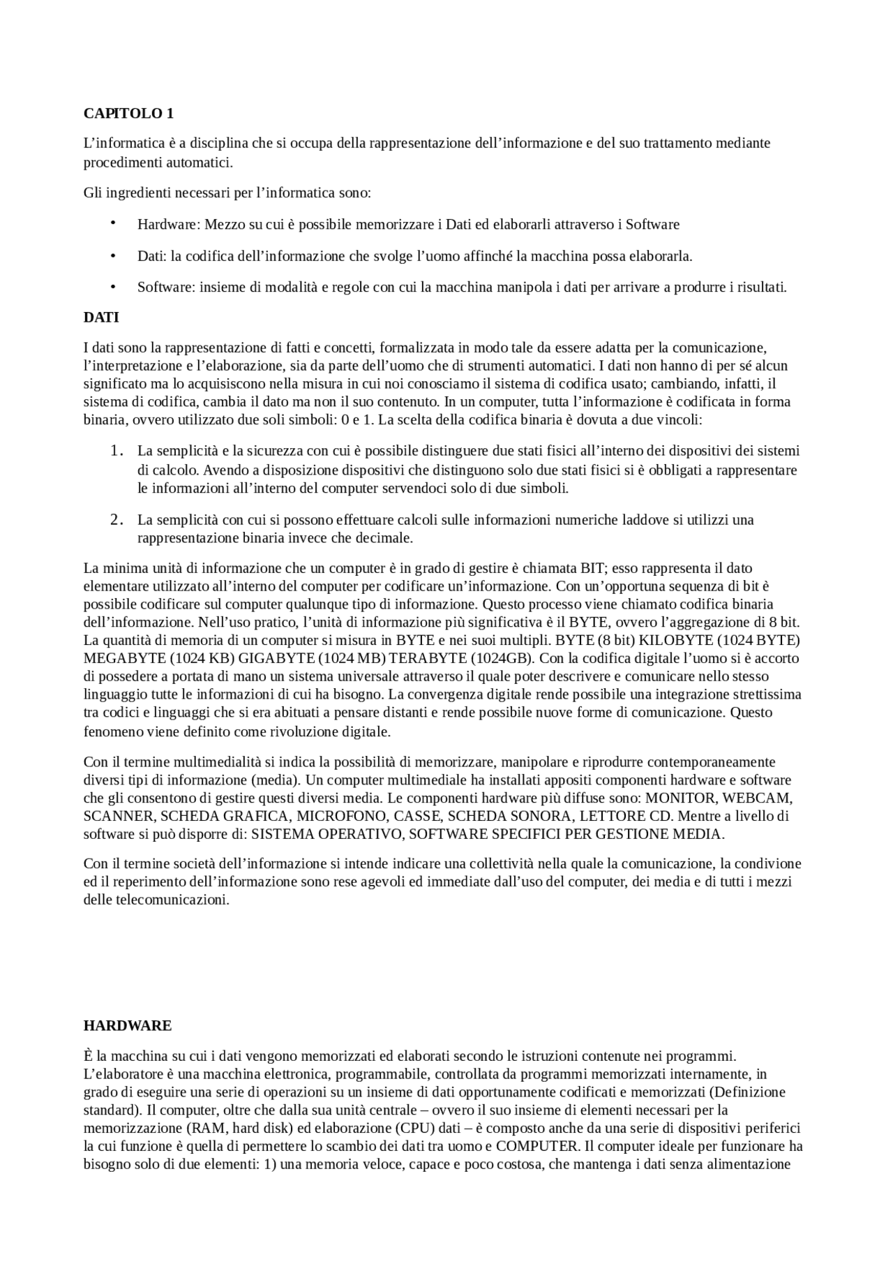 Riassunti Parte Teoria Docsity