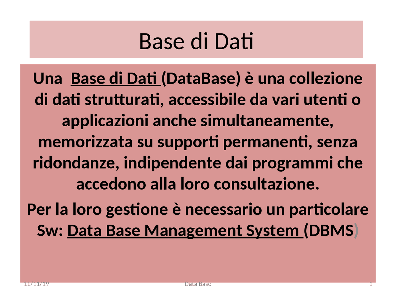 Slides Riassuntive Base Di Dati Docsity