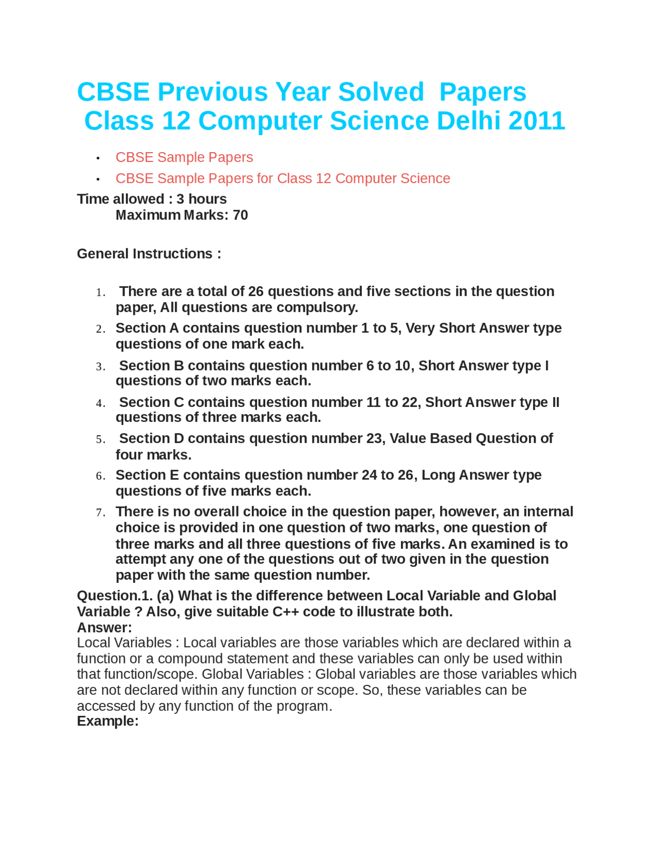 Previous year question papers - Docsity