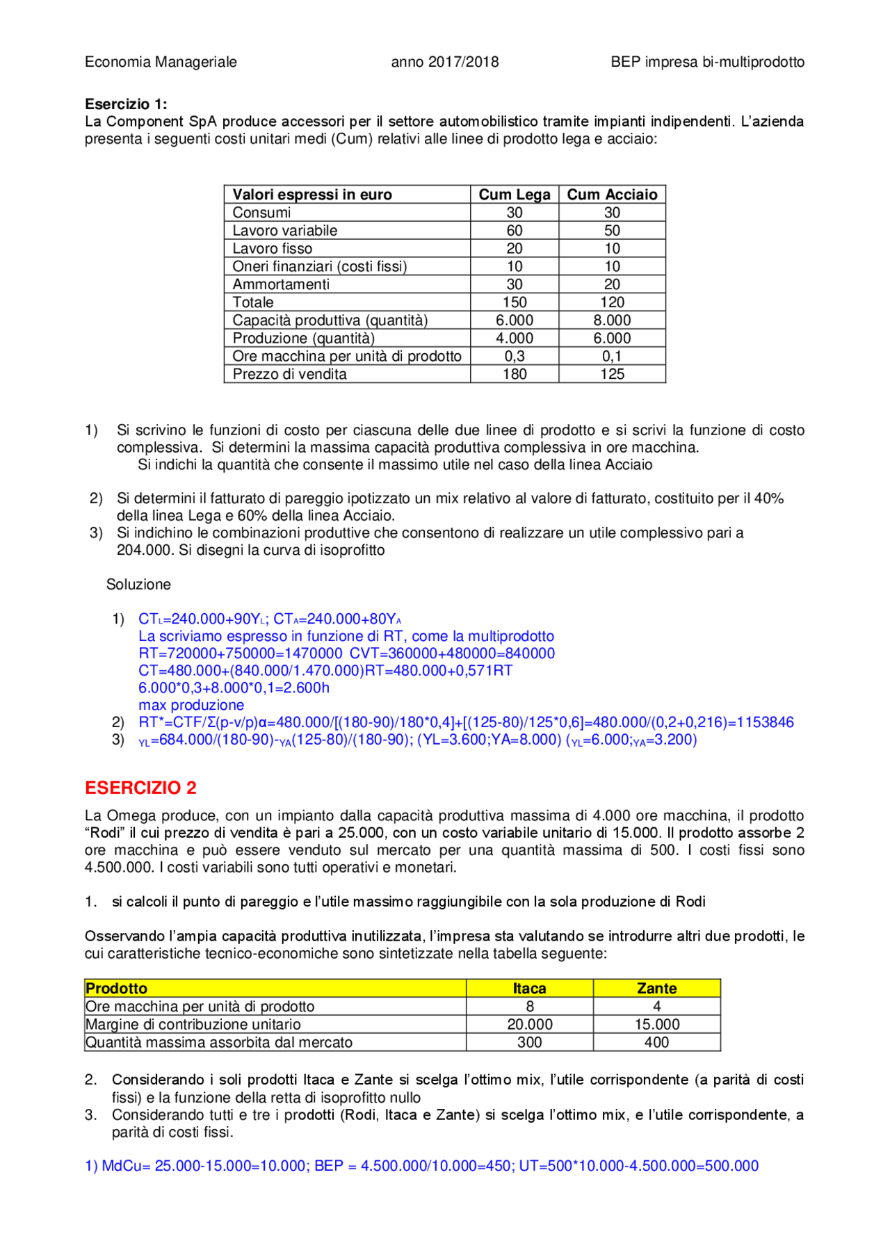Esercizi Con Soluzioni Per Esame Docsity