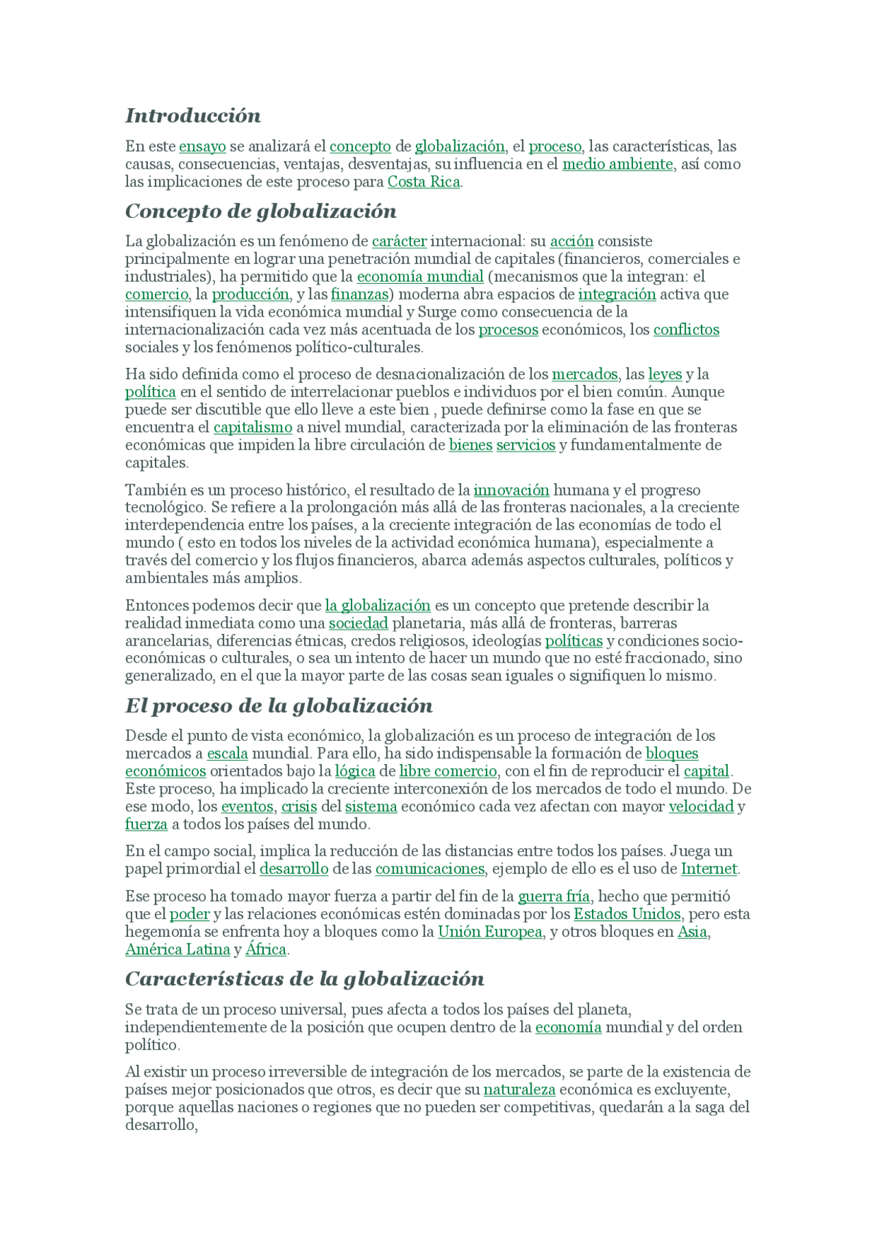 Ensayo Sobre La Globalización Docsity