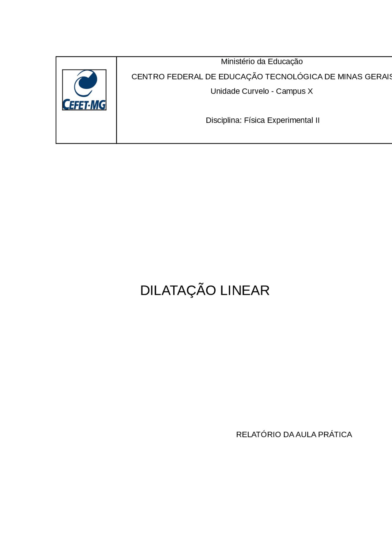 Relatório Dilatação Linear Docsity