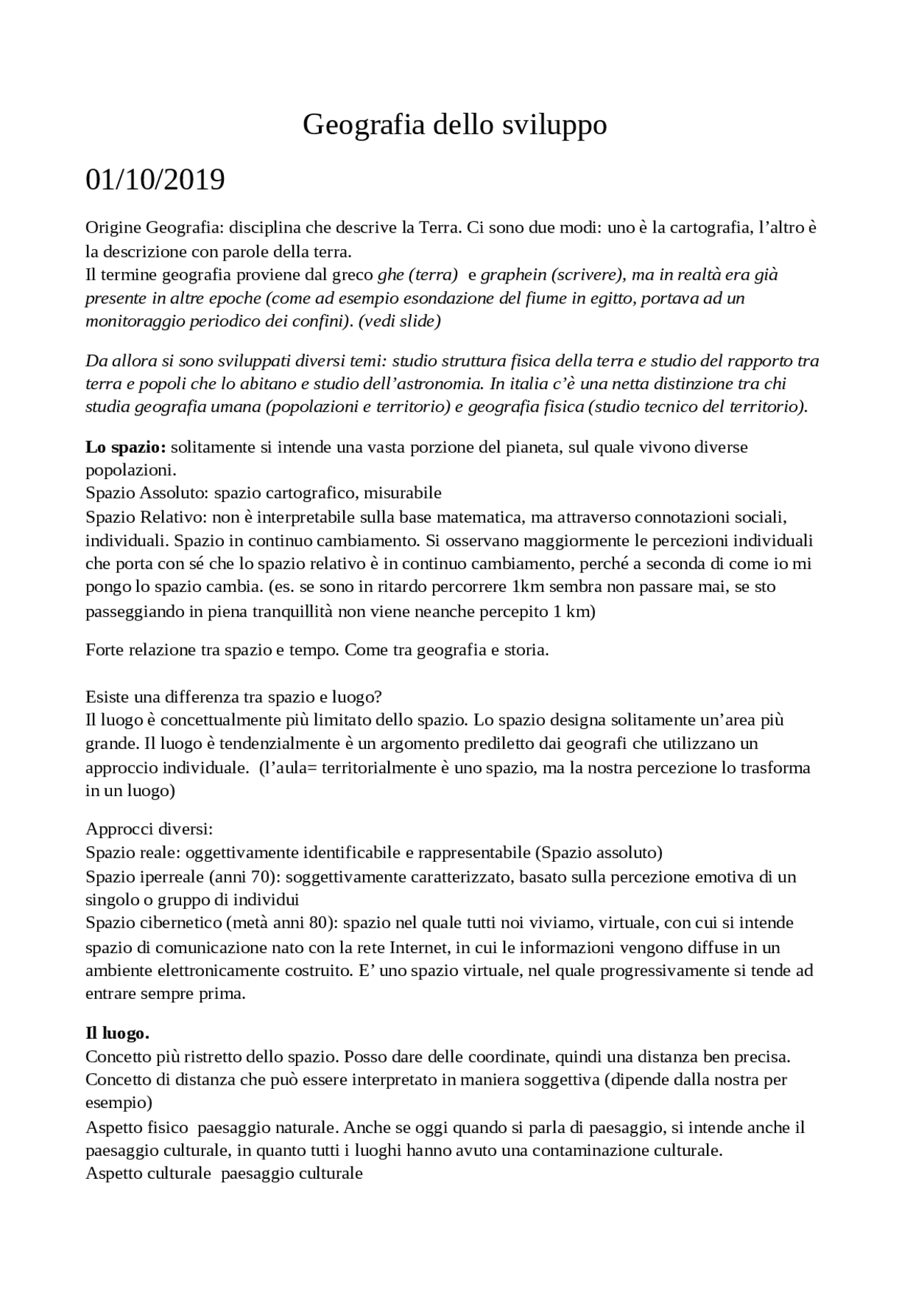 Geografia Dello Sviluppo Appunti Docsity
