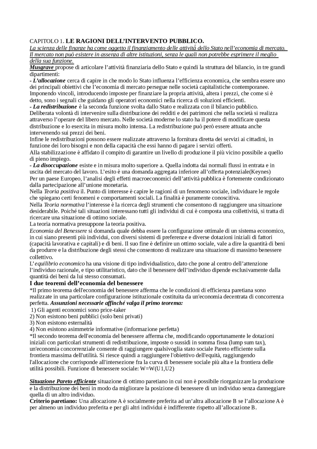 Esame Scienze Delle Finanze Riassunto Con Integrazione Di Appunti