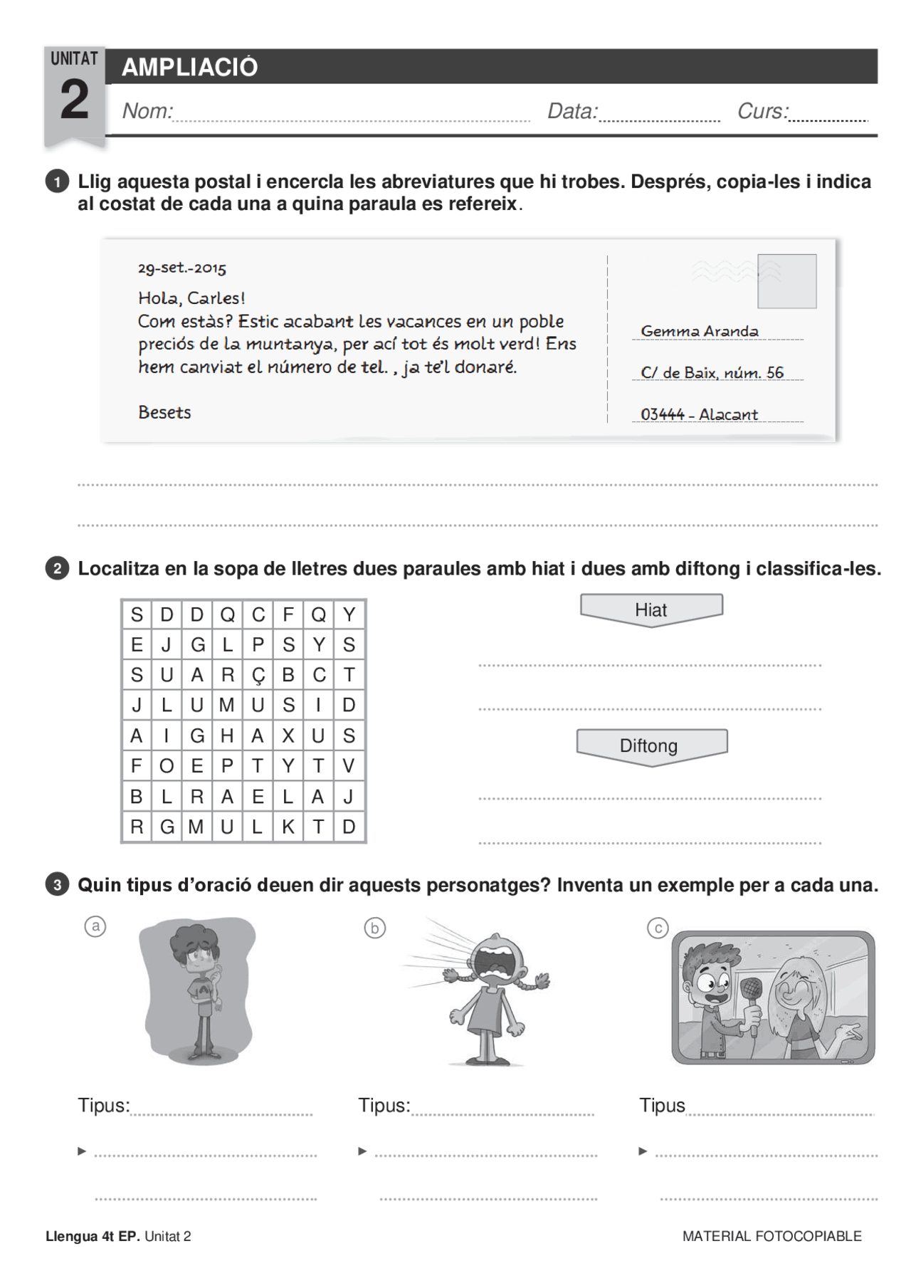 Llengua 4 sm Tema 1 - Repaso | Ejercicios de Lengua y Literatura | Docsity