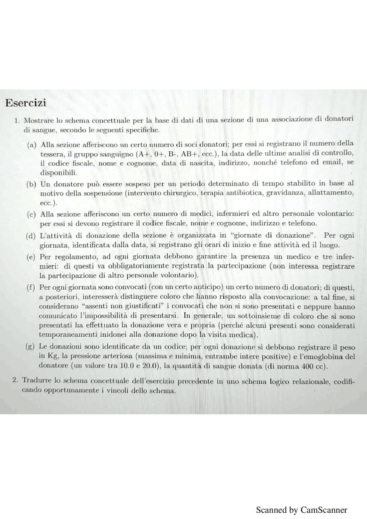 Esercizi Svolti Database Diagramma ER + Schema Logico | Esercizi di ...