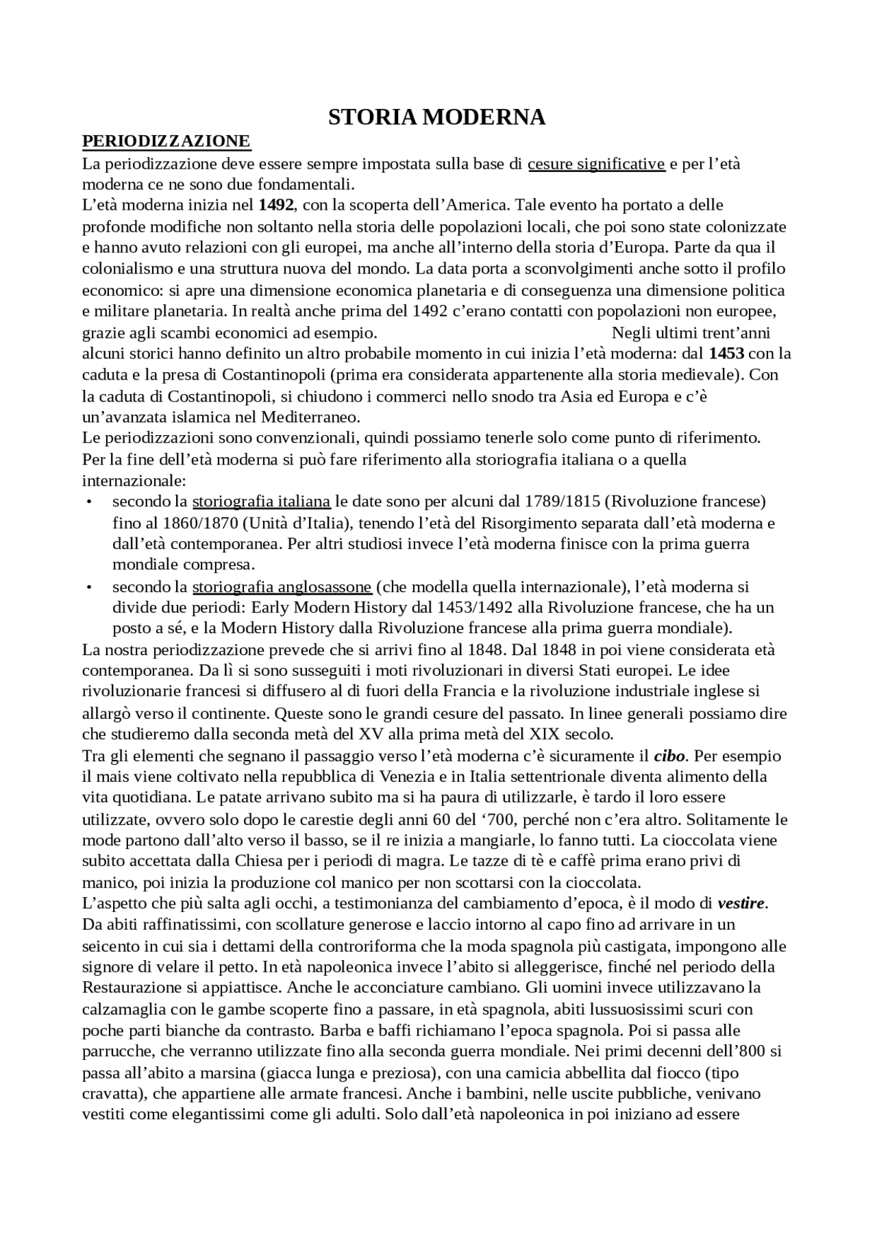 Appunti Corso Storia Moderna Unimi Docsity
