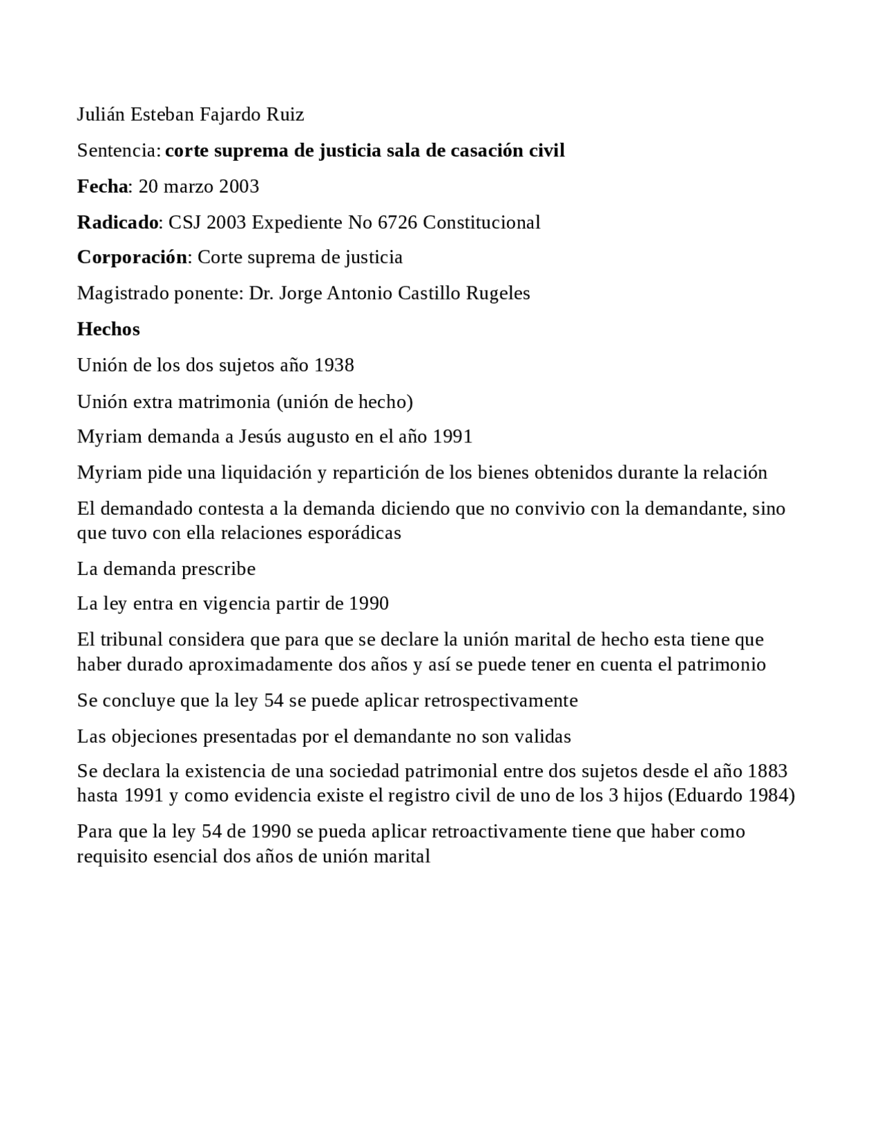 Análisis De Sentencia Apuntes De Derecho Civil Docsity