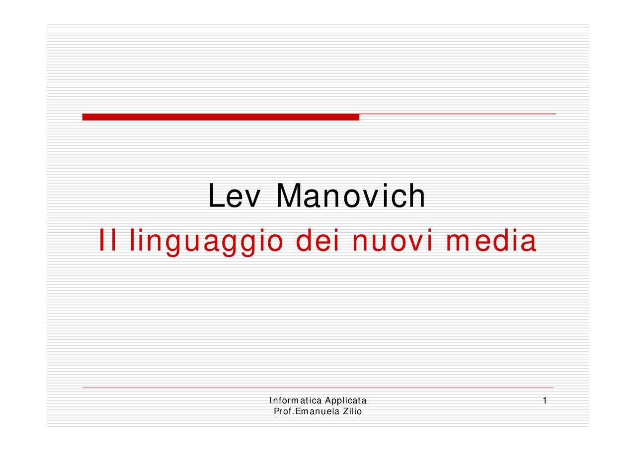 Linguaggi Dei Nuovi Media Docsity