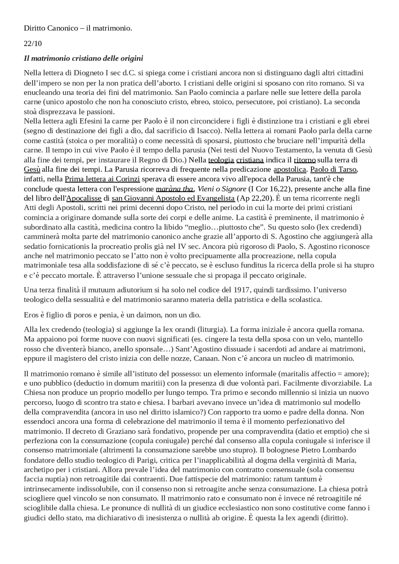 Riassunto Appunti Diritto Canonico Libro Sul Matrimonio Docsity