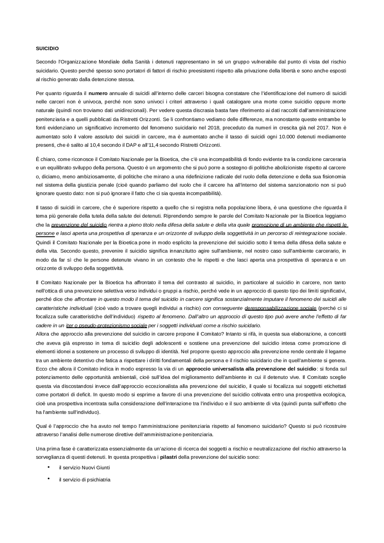 Suicidio In Carcere Appunti Docsity