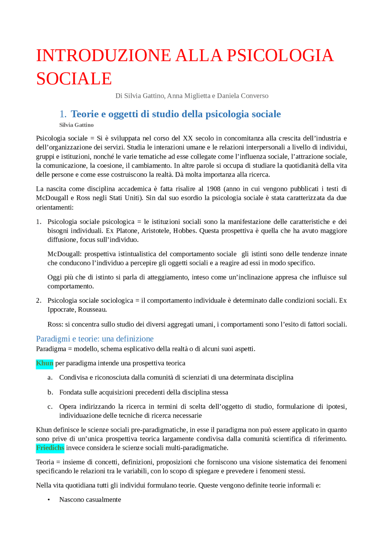 Introduzione Alla Psicologia Sociale Docsity