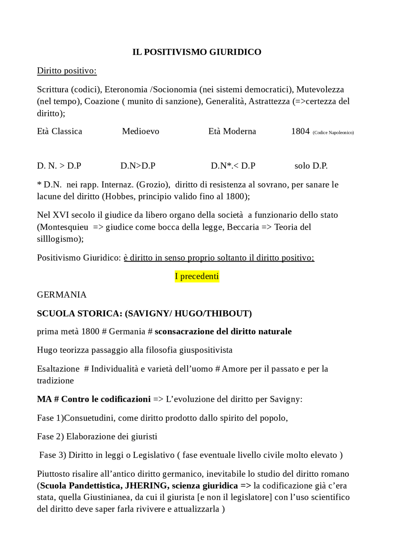 Positivismo Giuridico Unanalisi Storica Docsity