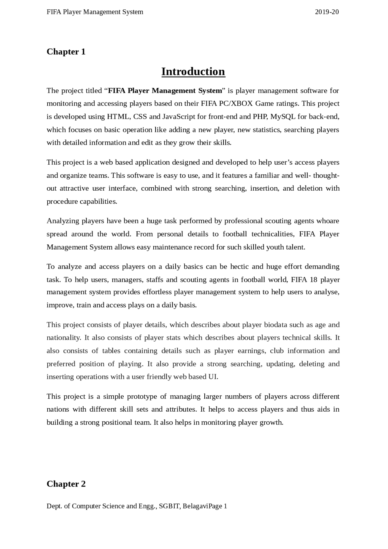 Fifa player Management System - Docsity