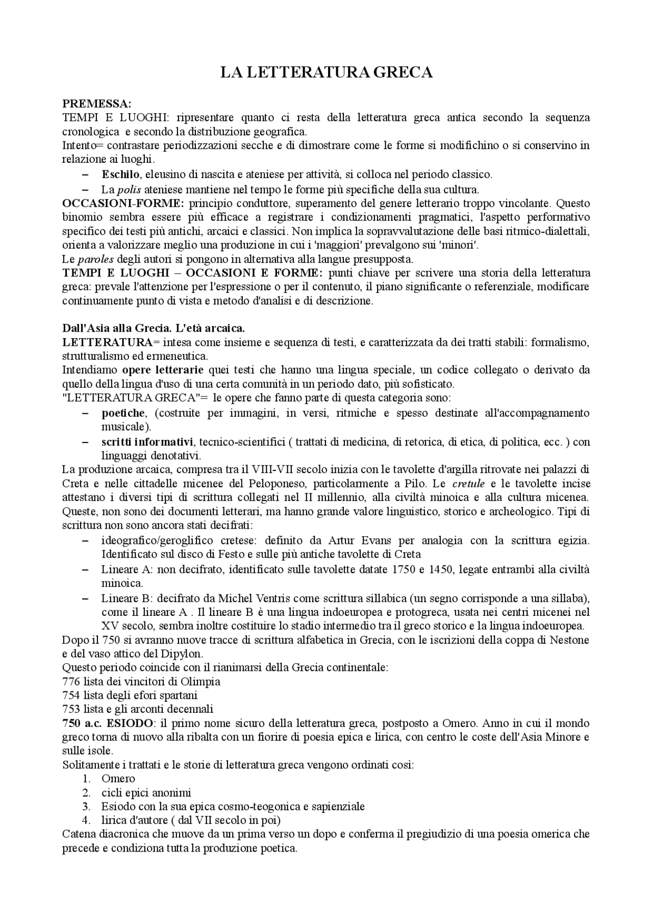 La letteratura greca- Beltrametti - Docsity