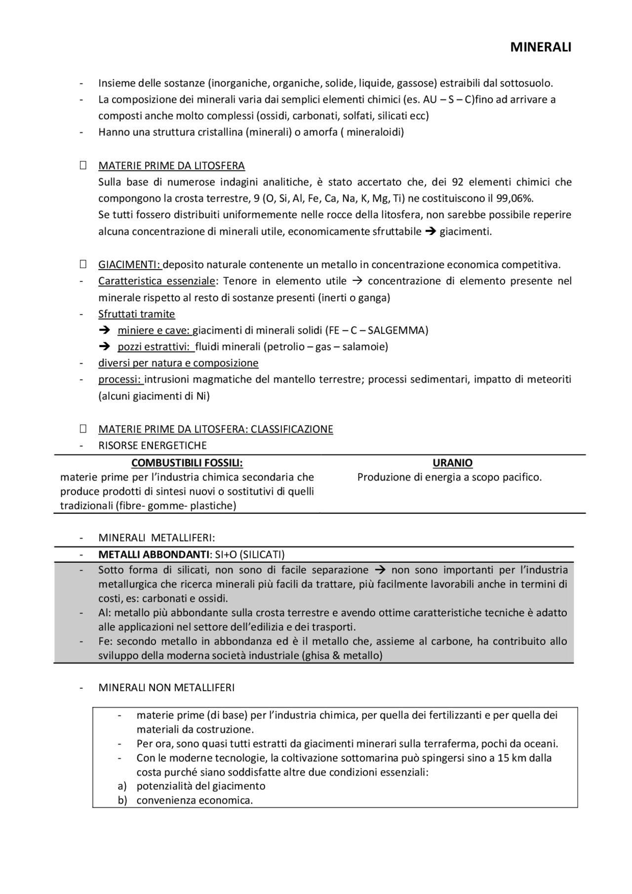 Minerali E Giacimento Docsity