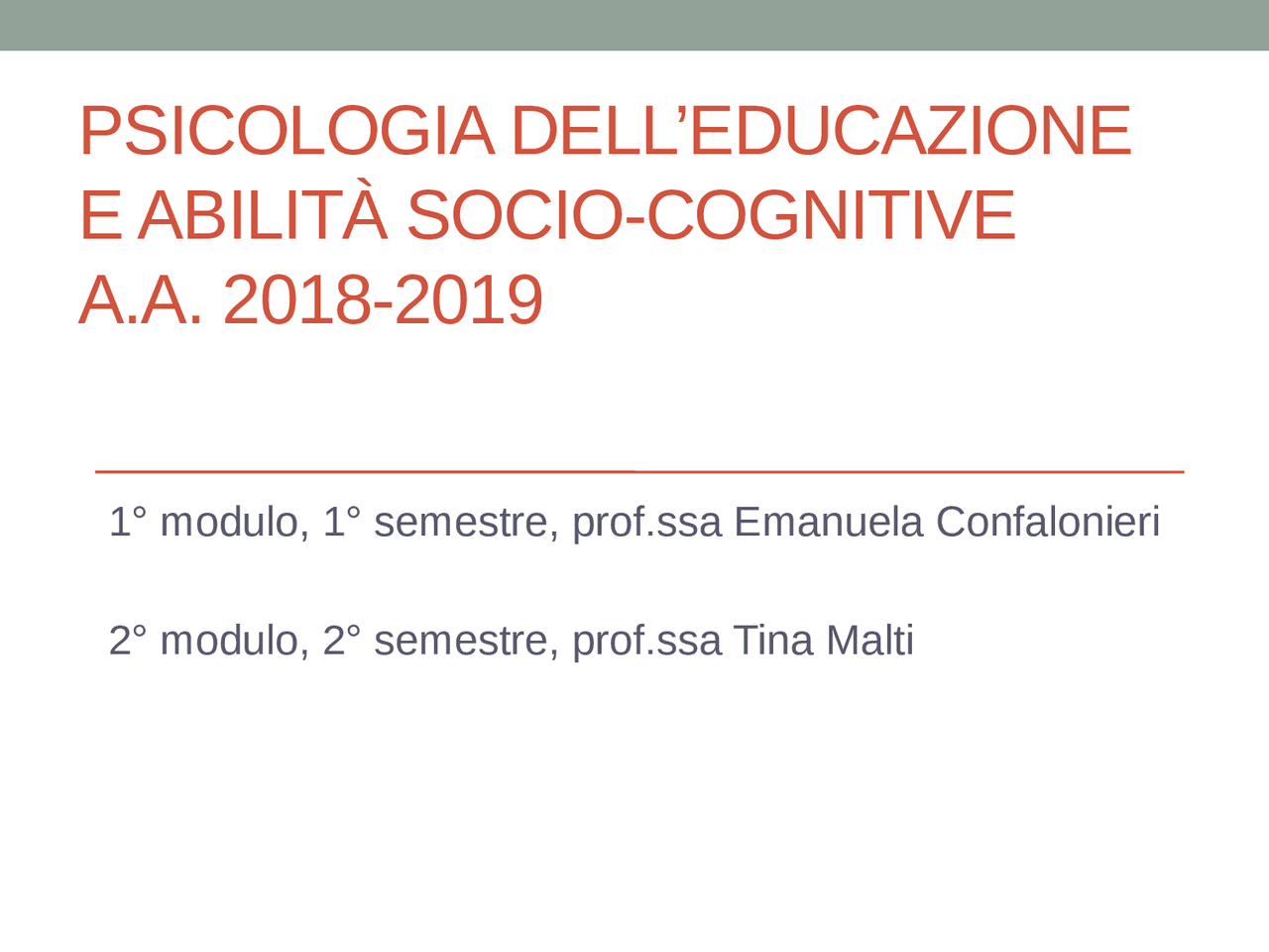 Programma Psicologia dell'Educazione - Docsity