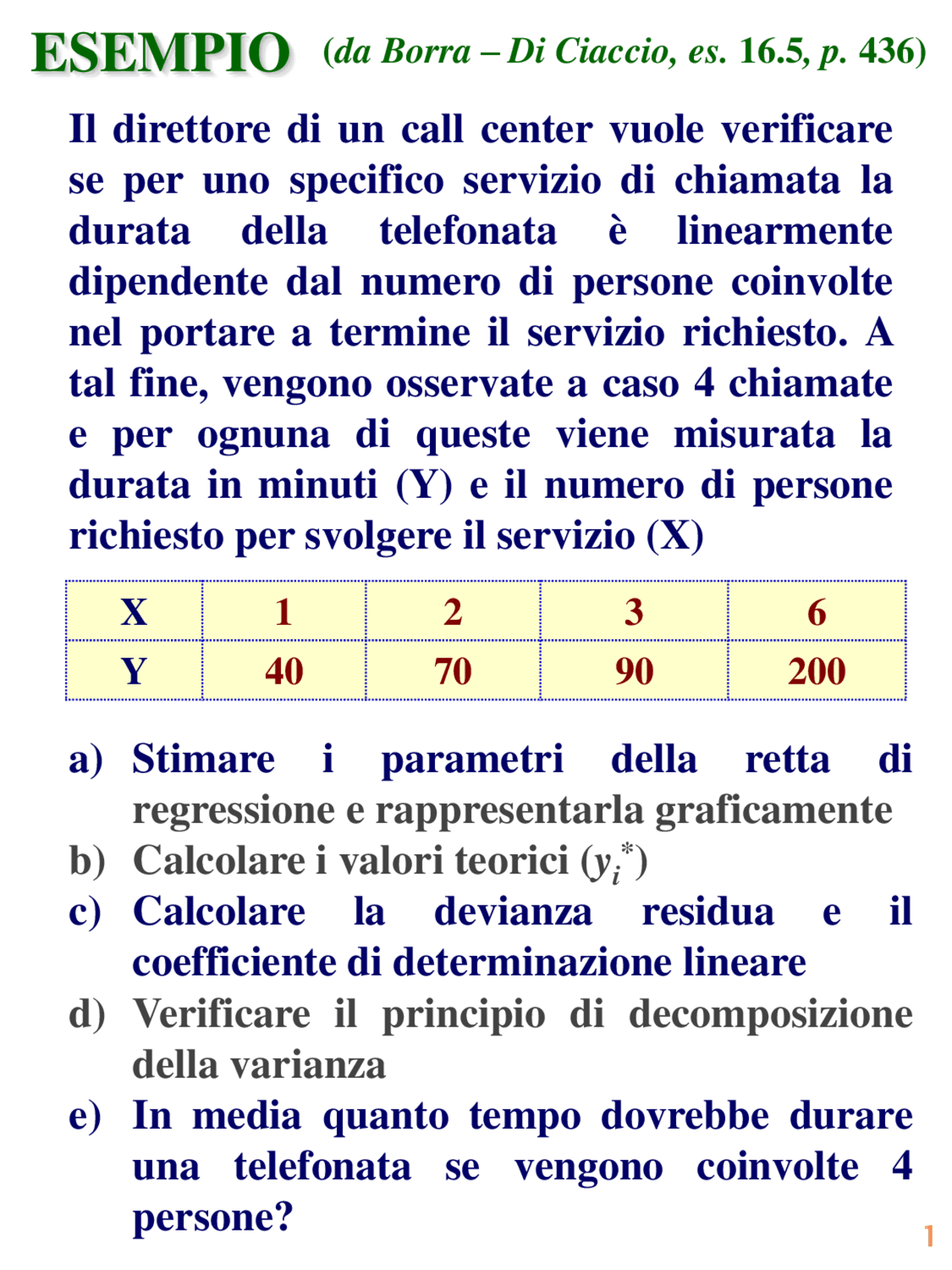 Esercizio Sulla Regressione Lineare Semplice Esercizi Di Statistica