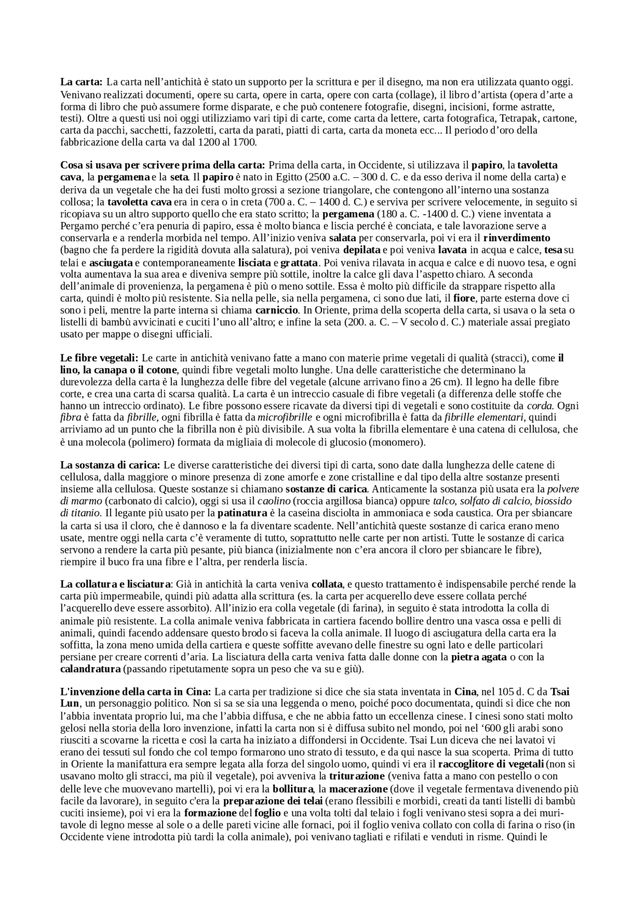 La storia della carta - Docsity