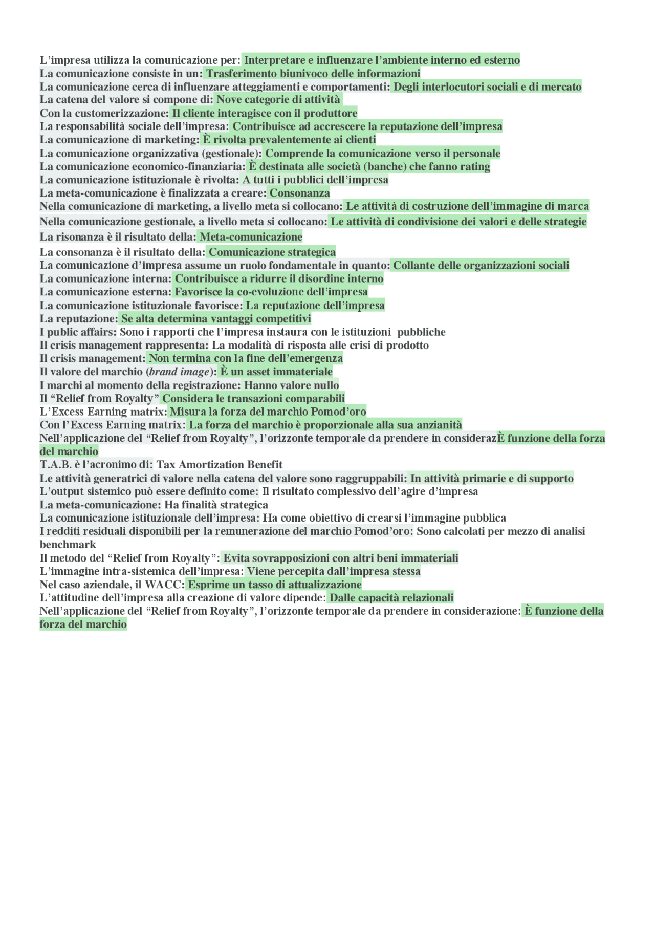 DOMANDE ESAME COMUNICAZIONE MANAGEMENT | Appunti di Management Theory | Docsity