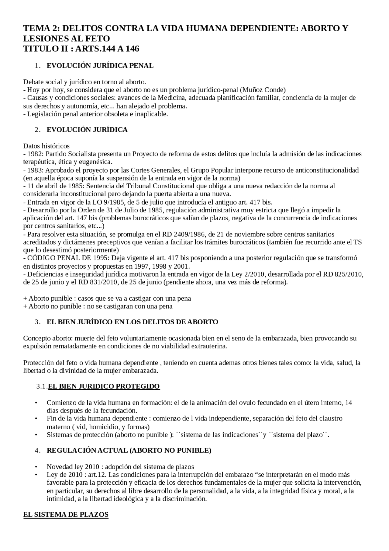 Apuntes Tema 2 Derecho Penal Especial Aborto Y Lesiones Al Feto