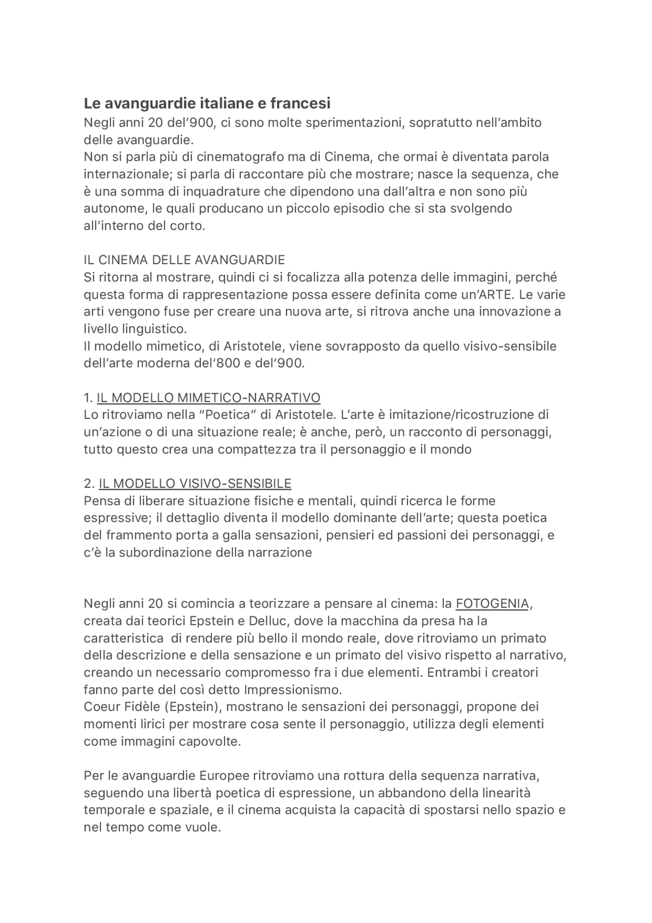 Appunti Storia Del Cinema Docsity