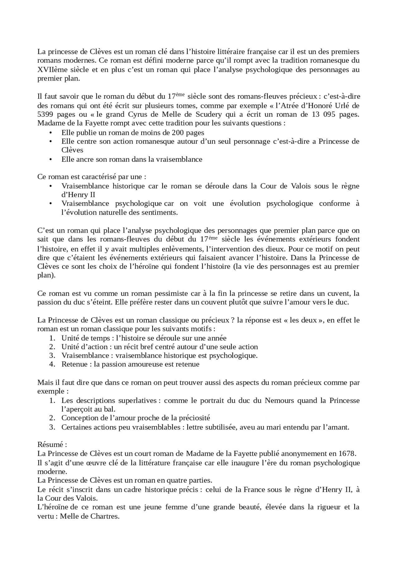 La Princesse De Clèves Docsity