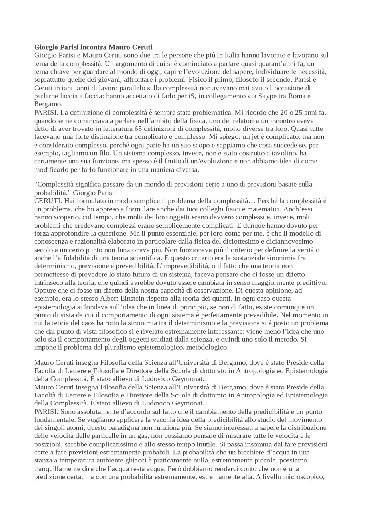 In Viaggio Nella Complessità Docsity