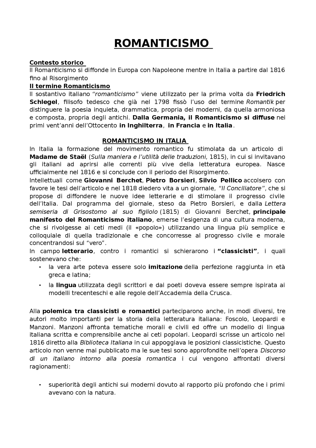 PERIODO DEL ROMANTICISMO - Docsity