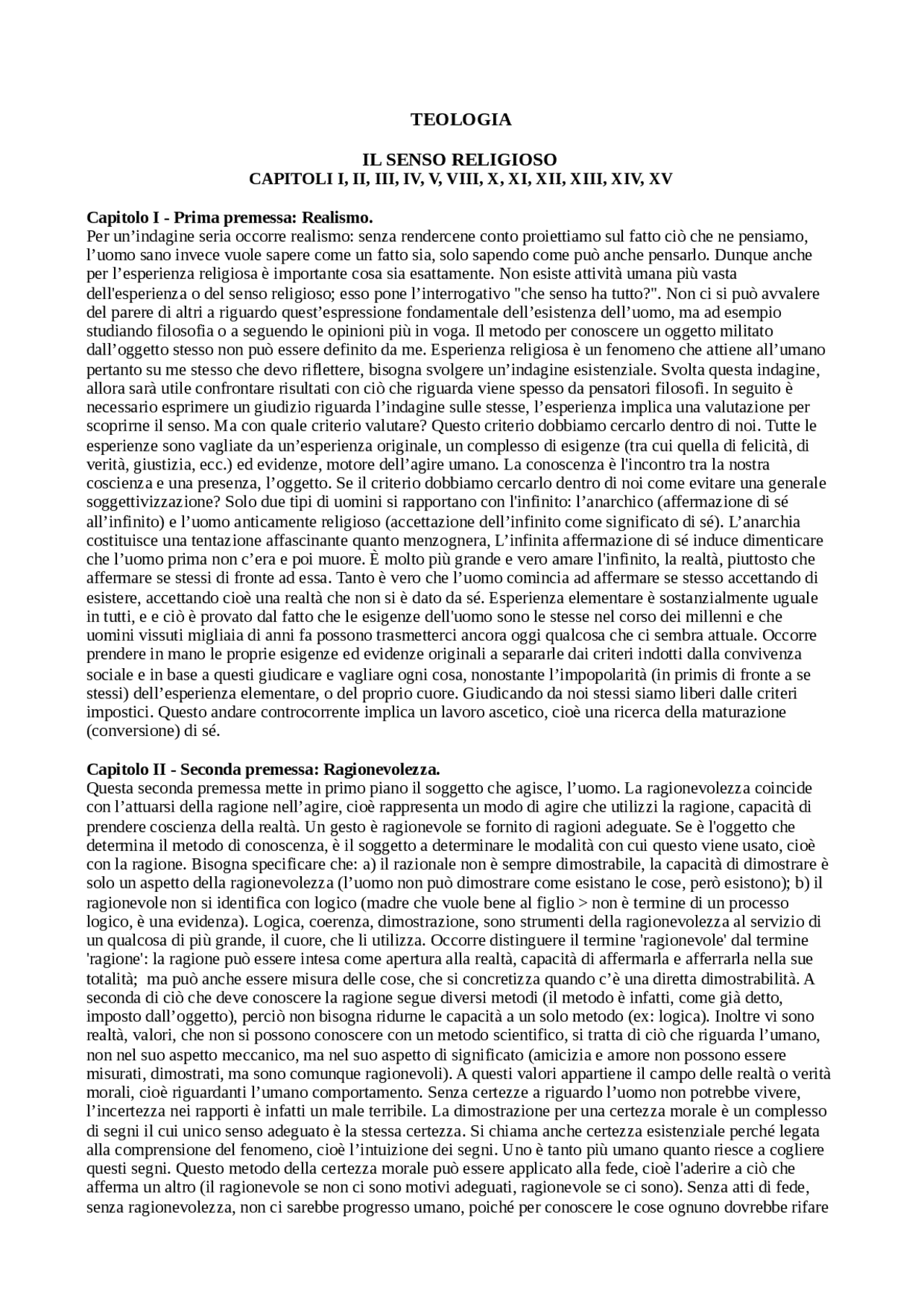 Appunti Teologia 1 Università Cattolica Docsity