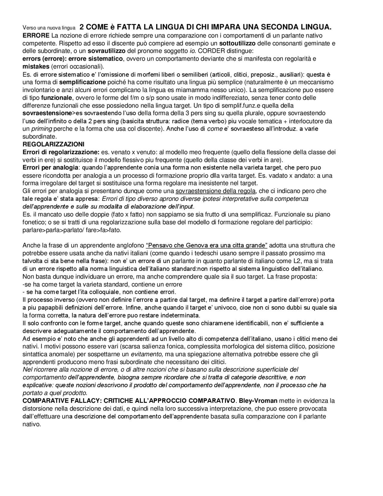 Verso Una Nuova Lingua Riassunto Cap 2 Docsity