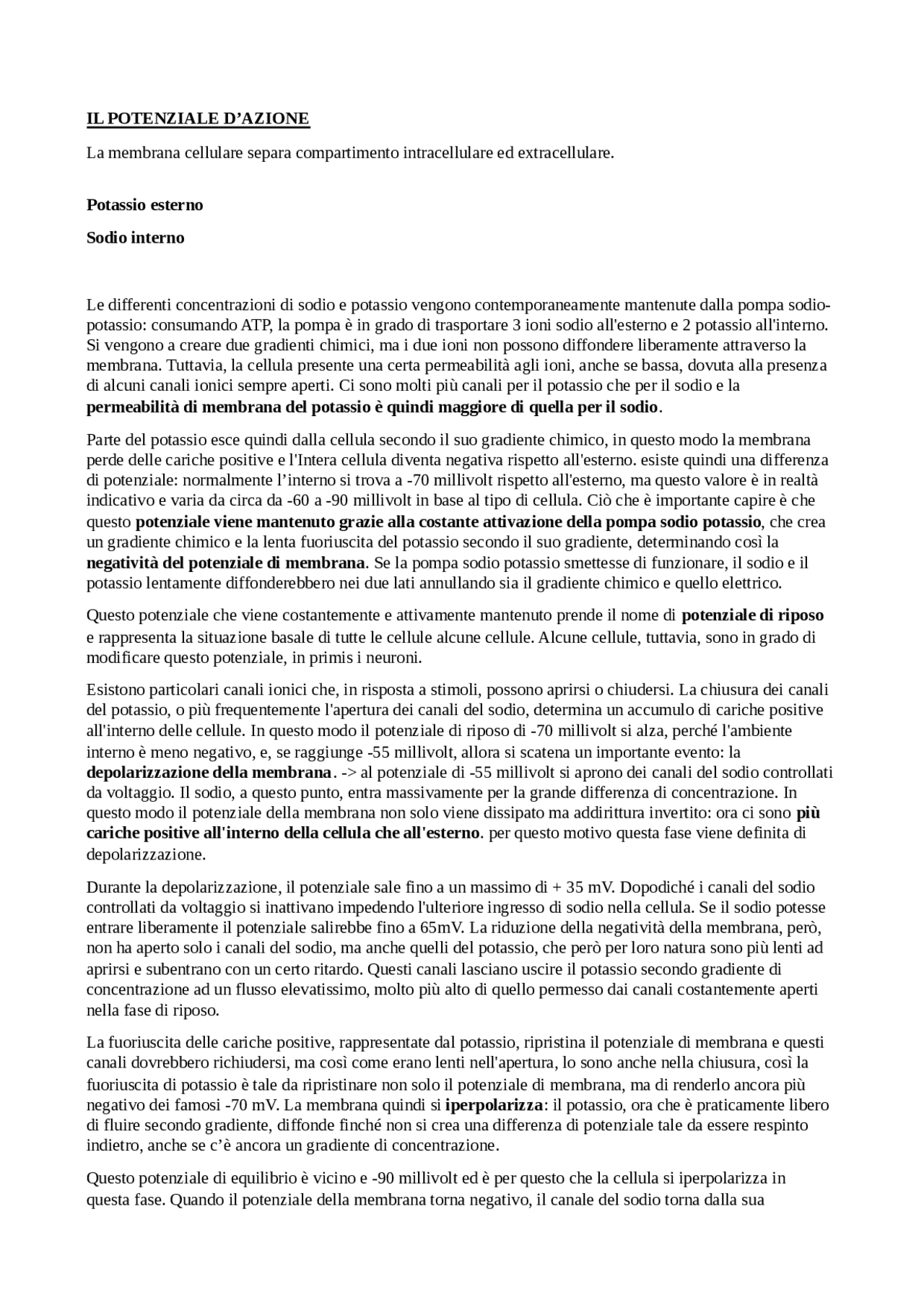 Potenziale Di Membrana Docsity