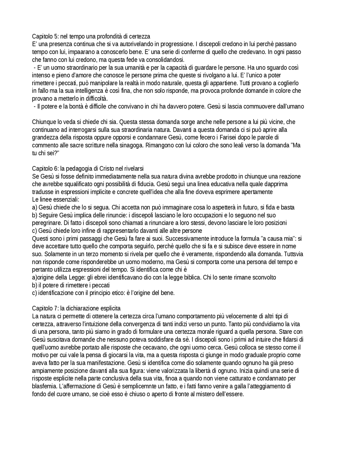 Riassunto Di Teologia I Carron Docsity
