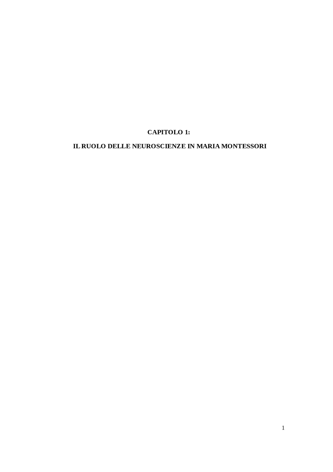 Capitolo e tesi montessori - Docsity