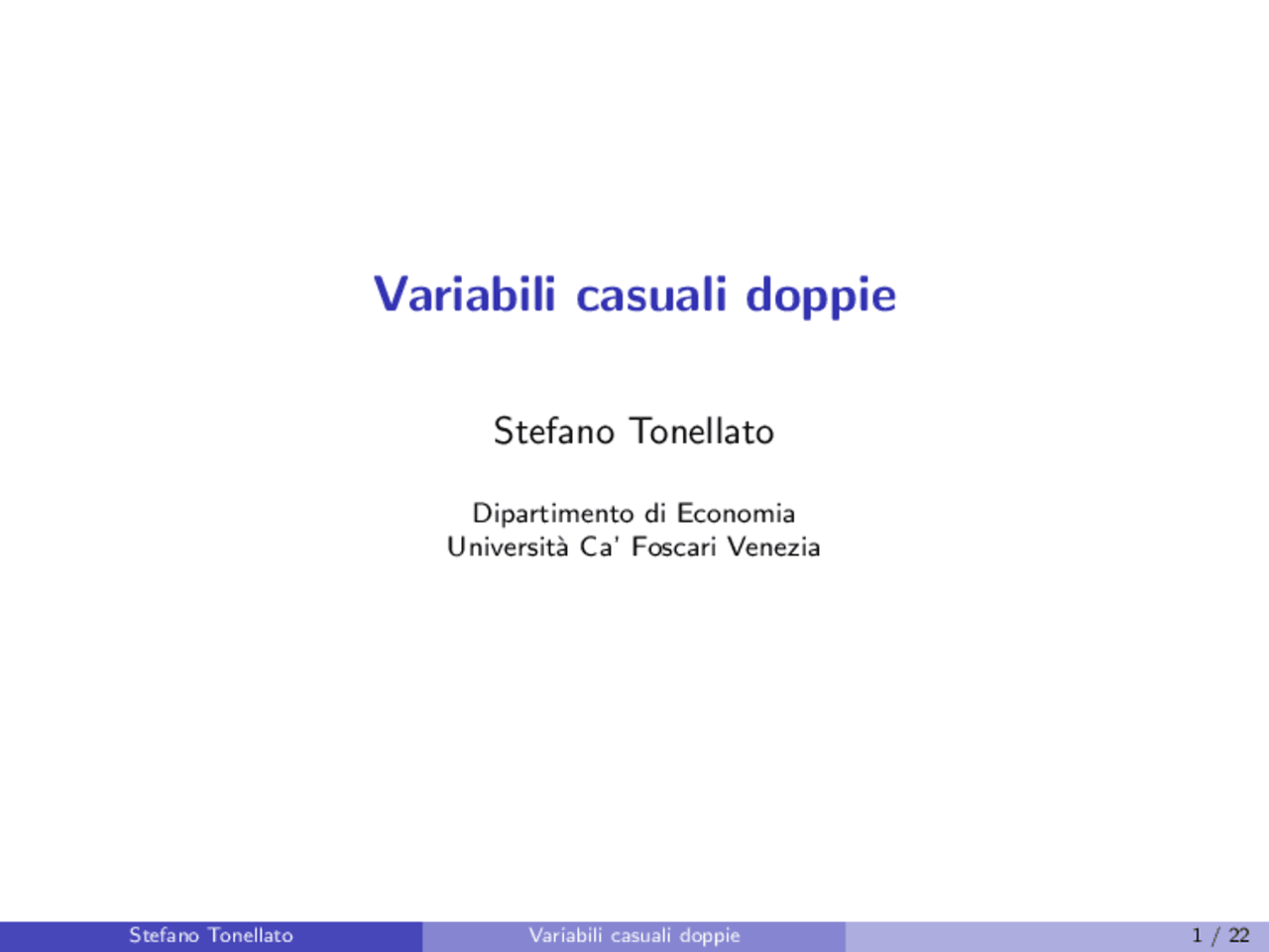 Variabili Casuali Doppie Slide Docsity