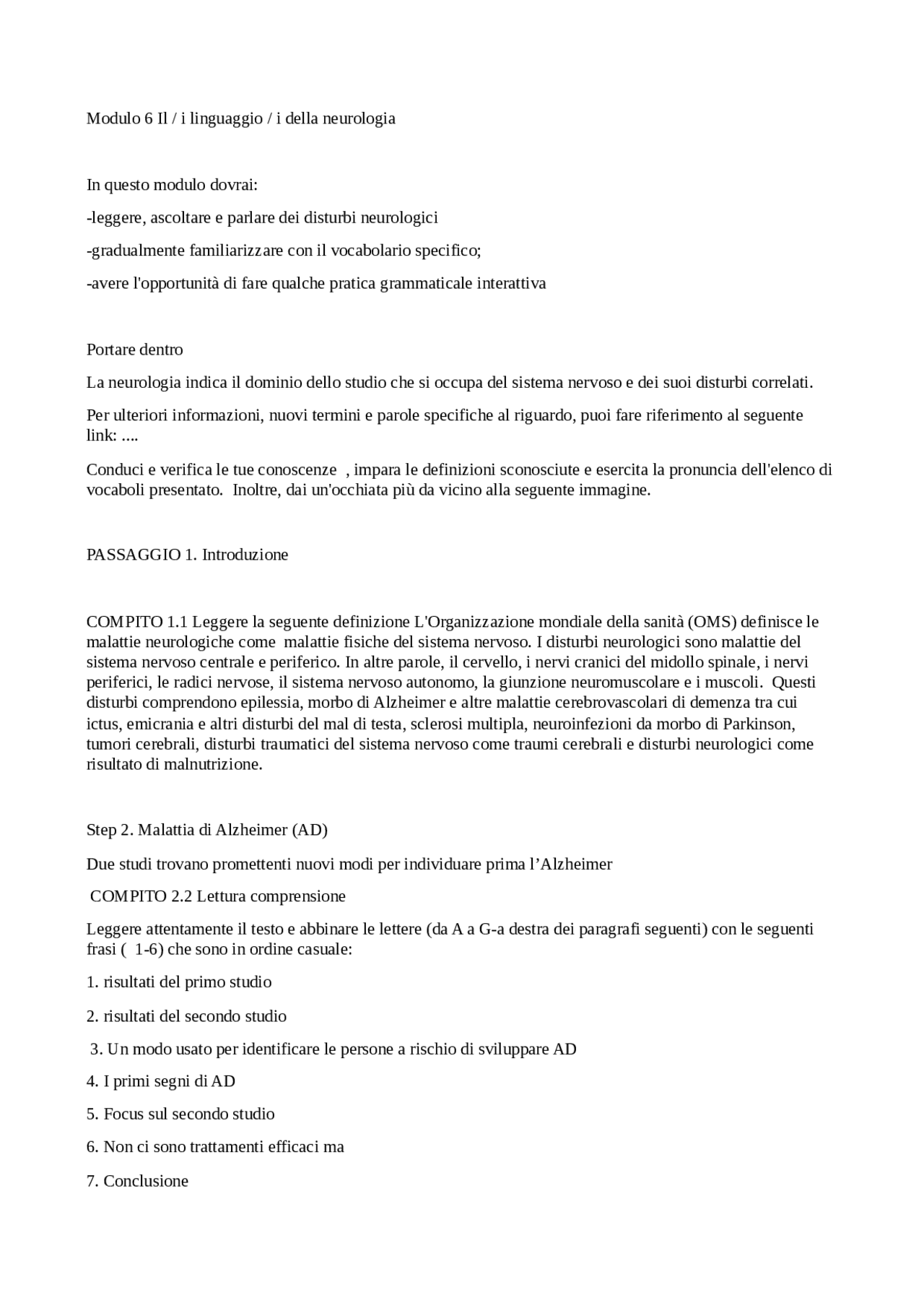 Modulo 6 Scienze E Tecniche Psicologiche Docsity