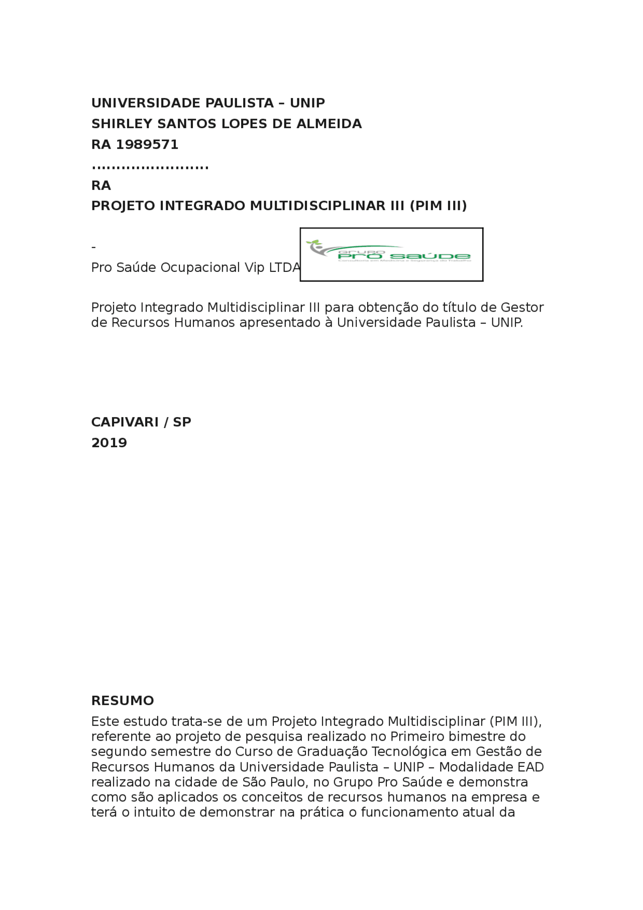 Gestão De Recursos Humanos Pim Iii Manuais Projetos Pesquisas