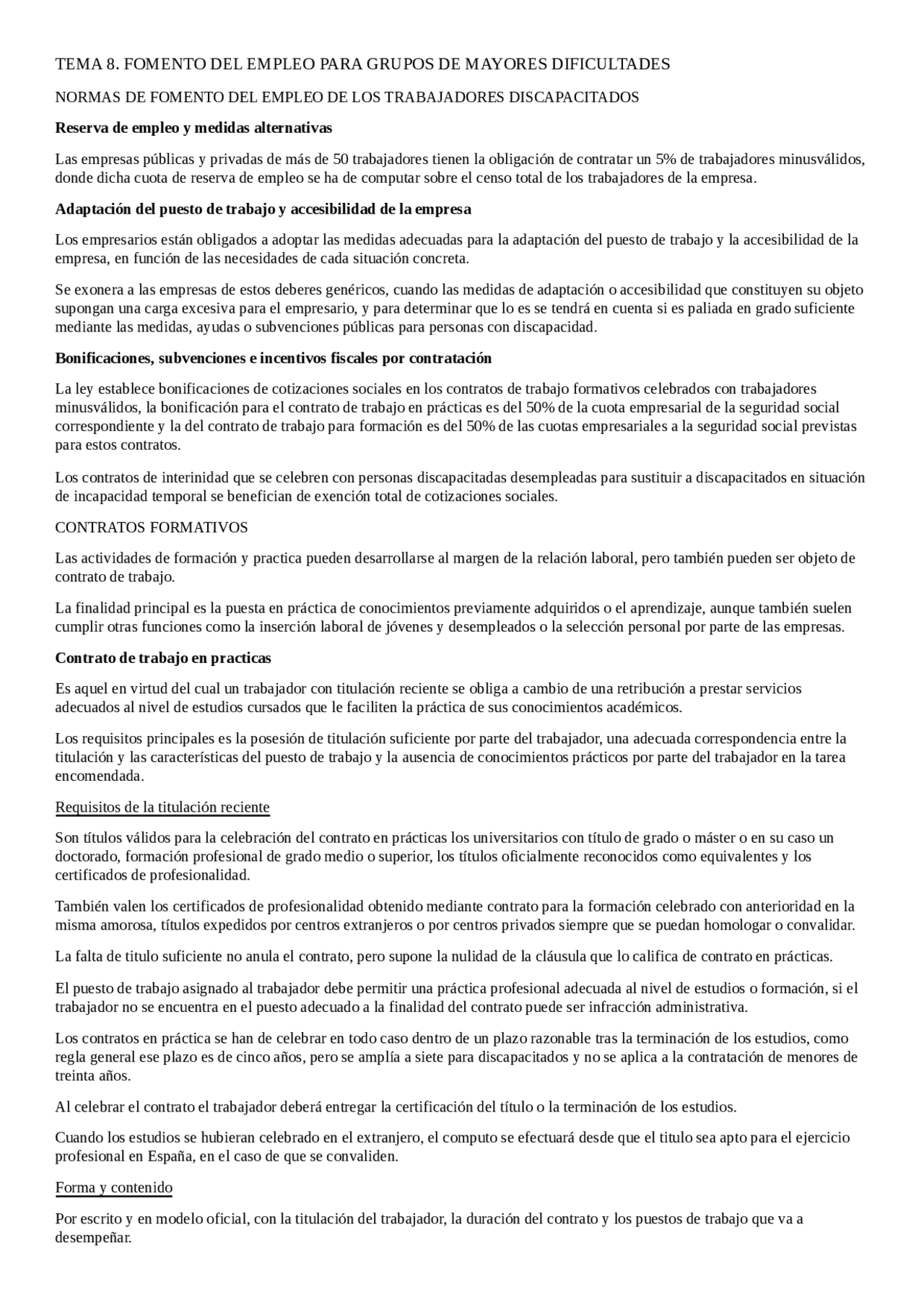Tema 8 Derecho Del Empleo Docsity