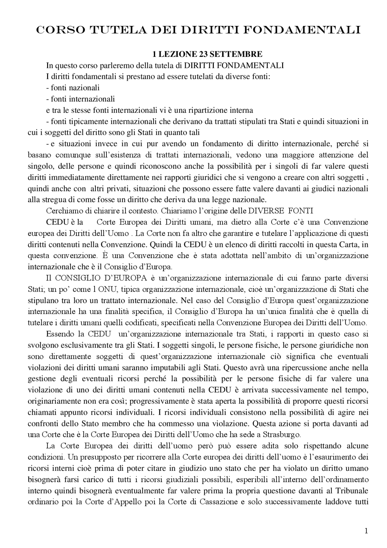 Tutela Diritti Fondamentali Docsity