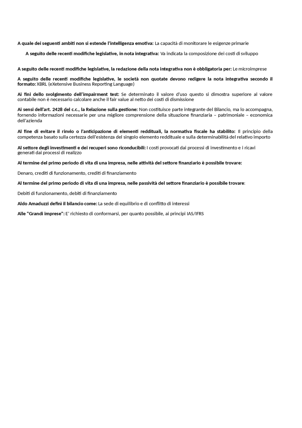 Ragioneria Generale Ed Applicata Test Pegaso Aggiornato Docsity