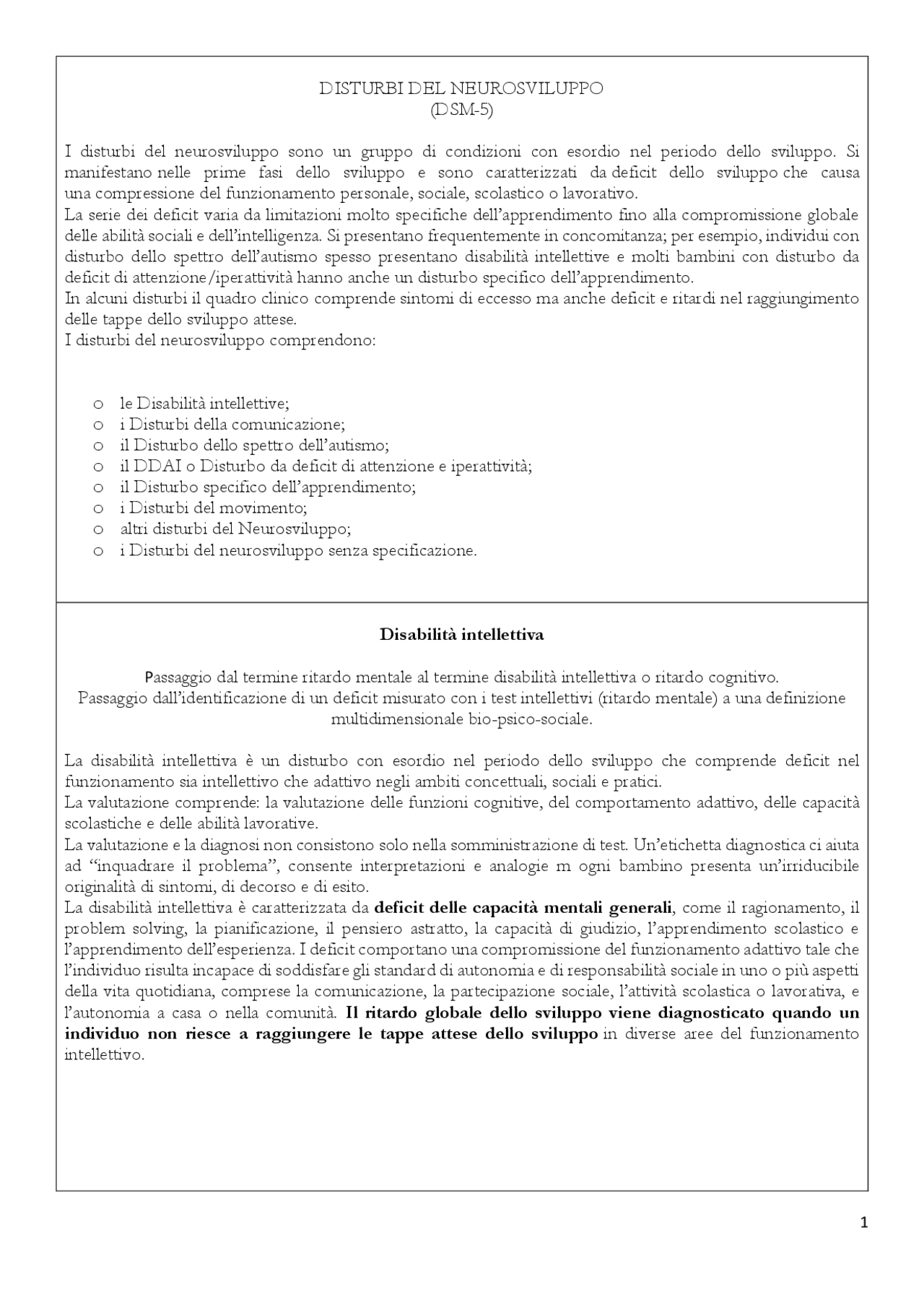 Disturbi Del Neurosviluppo Docsity