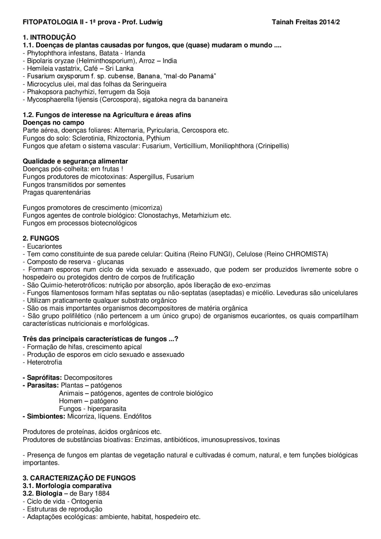Resumo De Fitopatologia Ii Resumos Agronomia Docsity