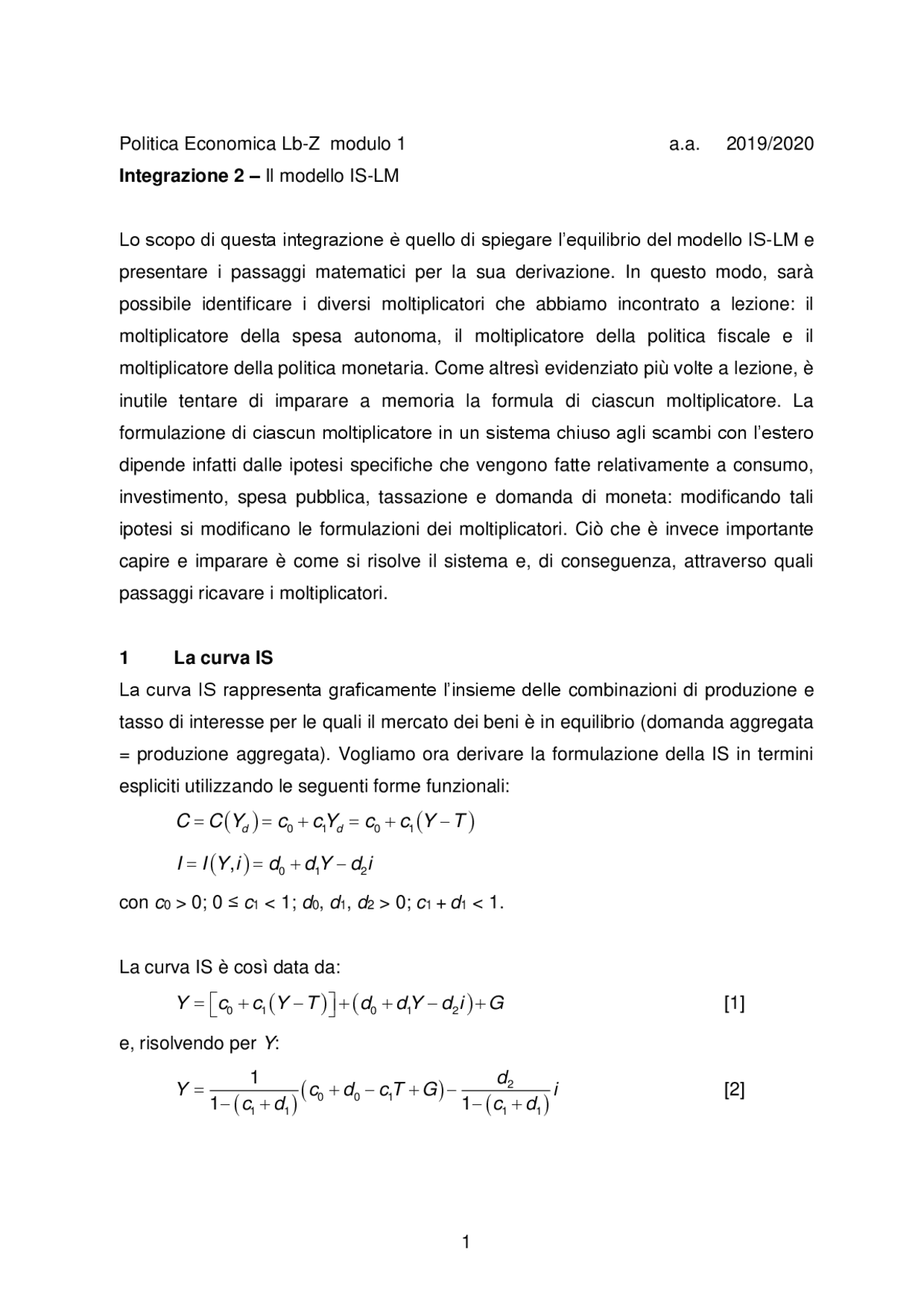 Modello Is Lm Integrazione Docsity