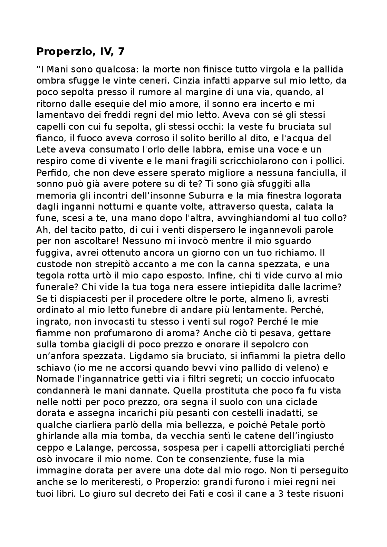 Traduzione Elegia 7 Libro 4 Di Properzio Docsity