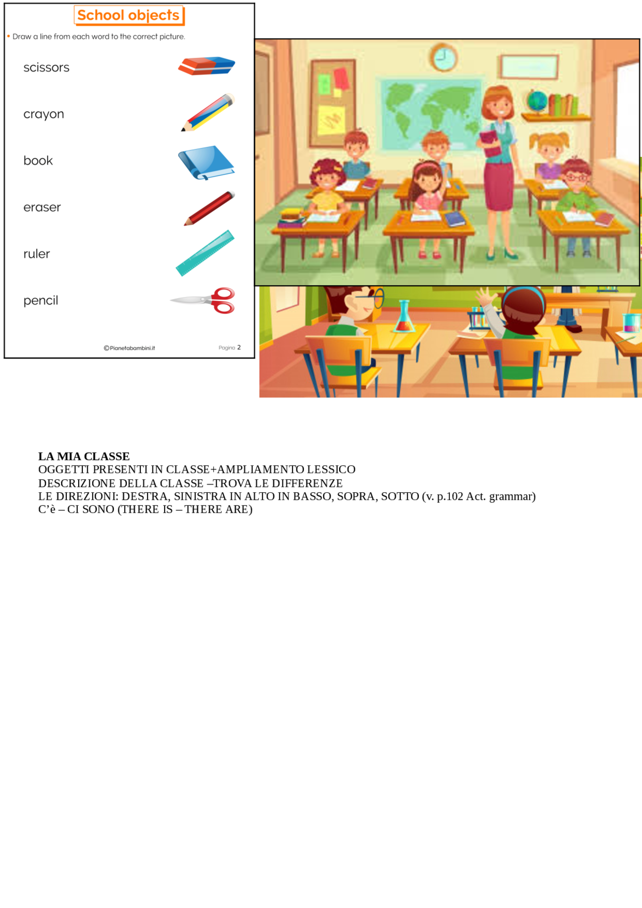 ITALIANO L2 PRIMI PASSI NELL'ITALIANO -LA CLASSE GLI OGGETTI | Esercizi ...