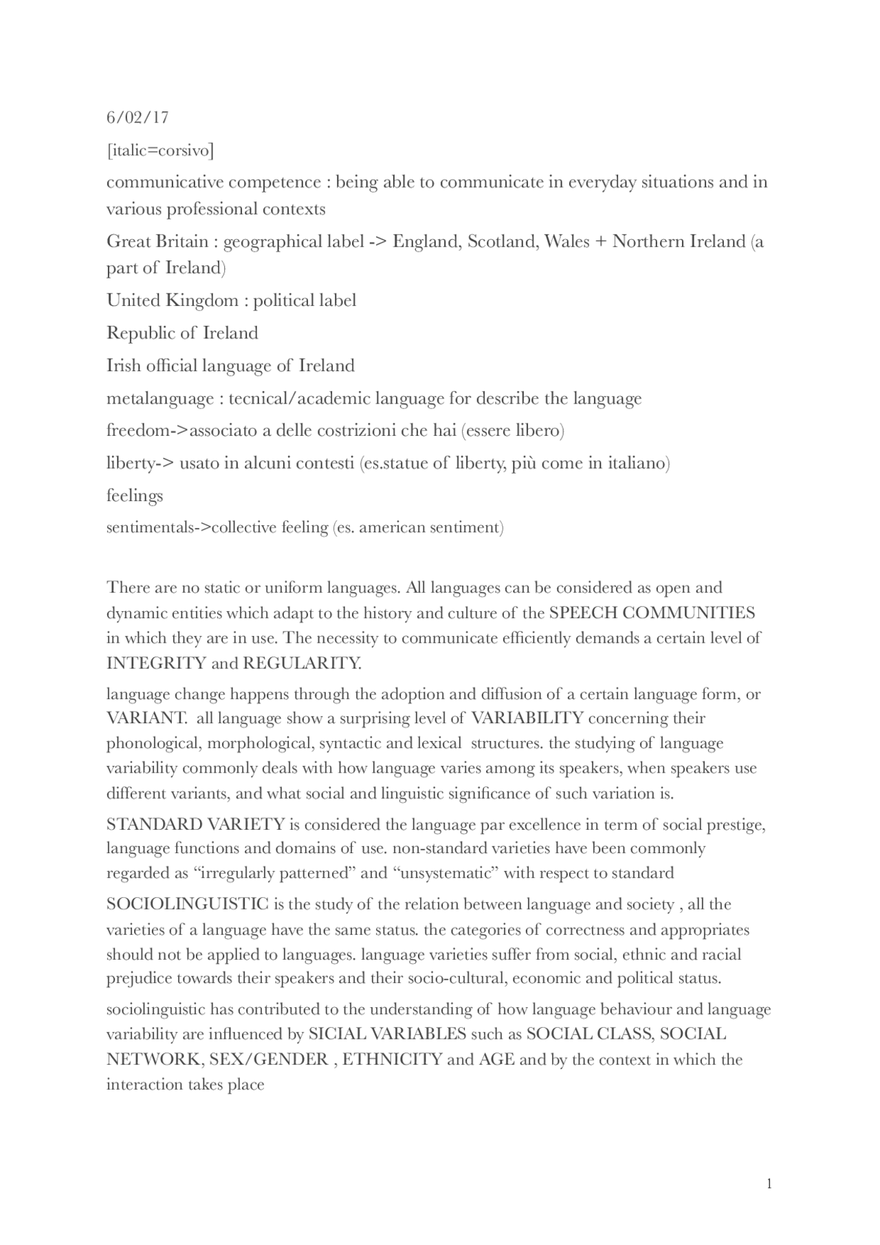Appunti Del Corso Di Lingua Inglese 1 Esame Prof Pulcini Docsity