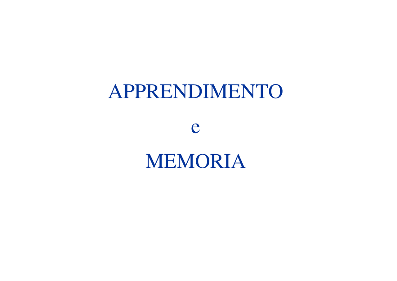 Apprendimento E Memoria Docsity