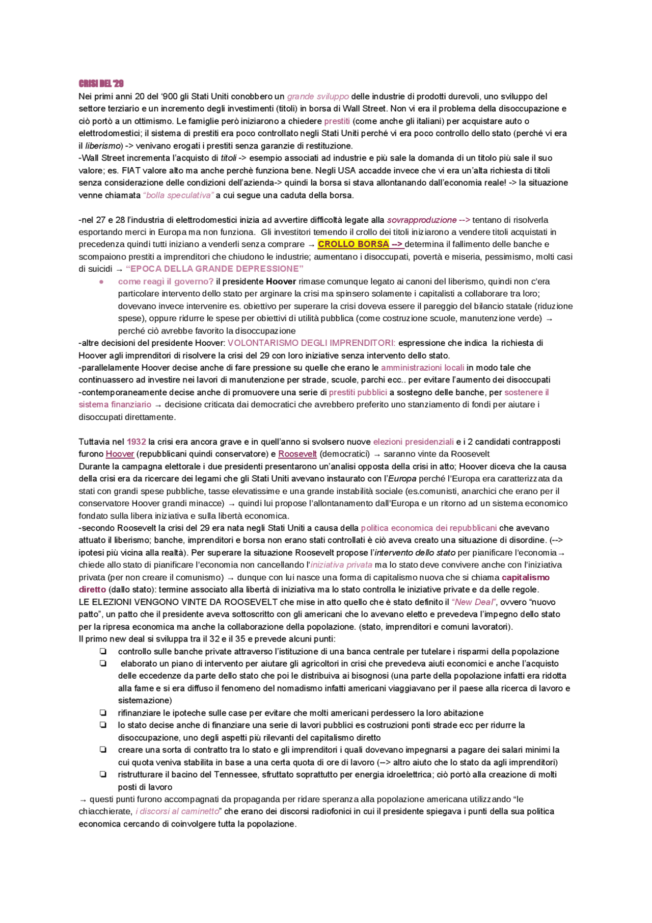 Riassunto Storia Quinto Anno Superiori Docsity