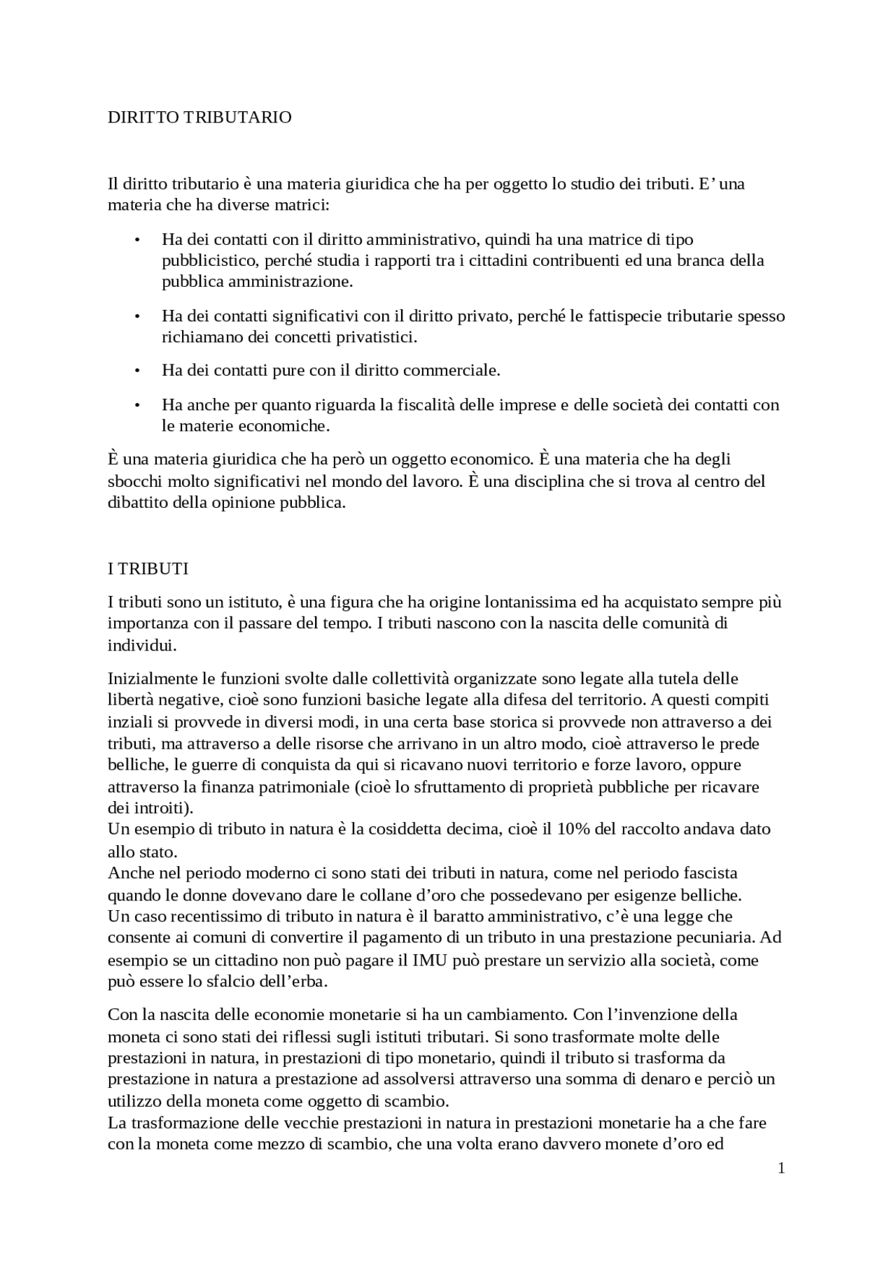 Parte 1 dell'esame di diritto tributario - Docsity